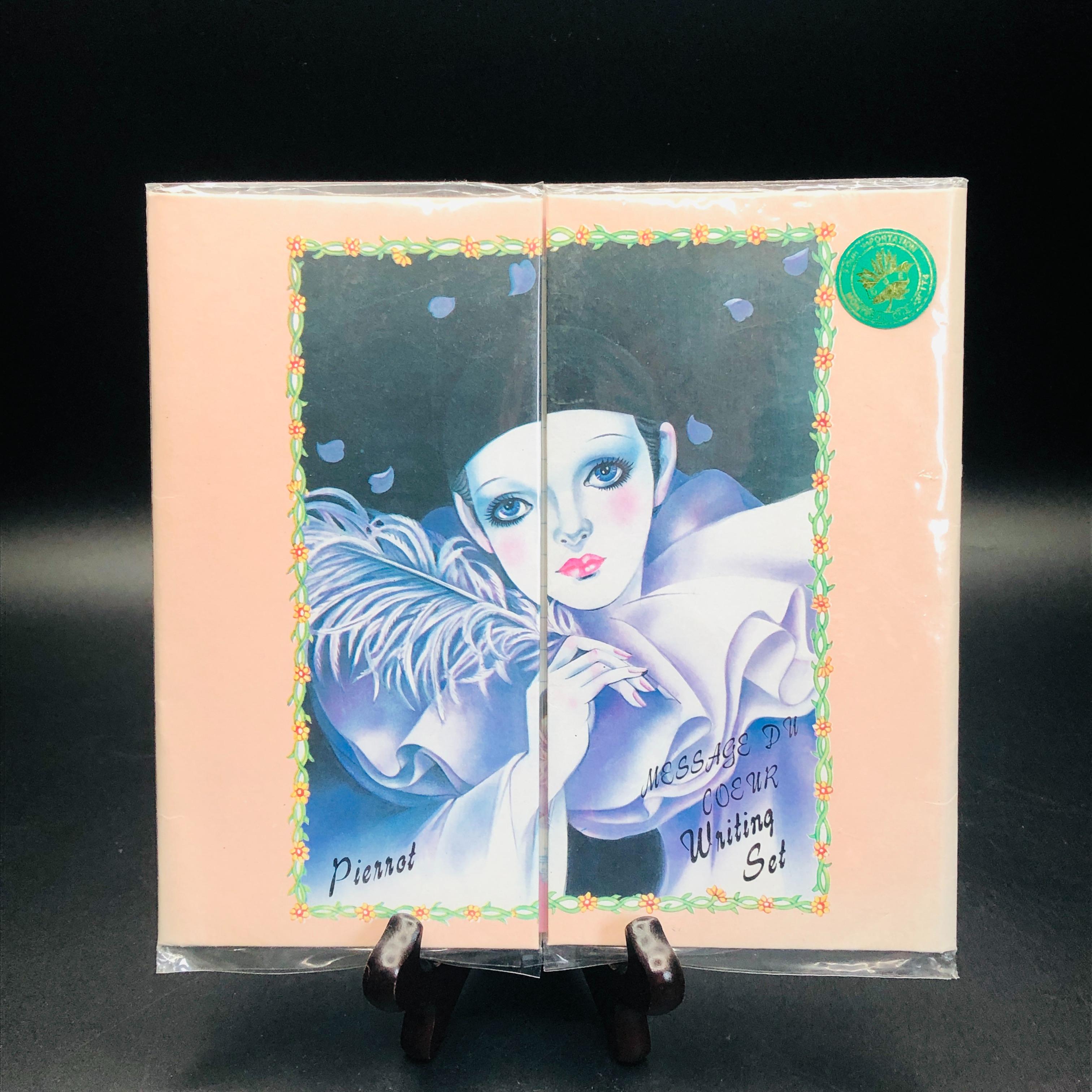 80s Pierrot Writing Set New Old Stock Vintage Pen pal Paper Stationery Kit