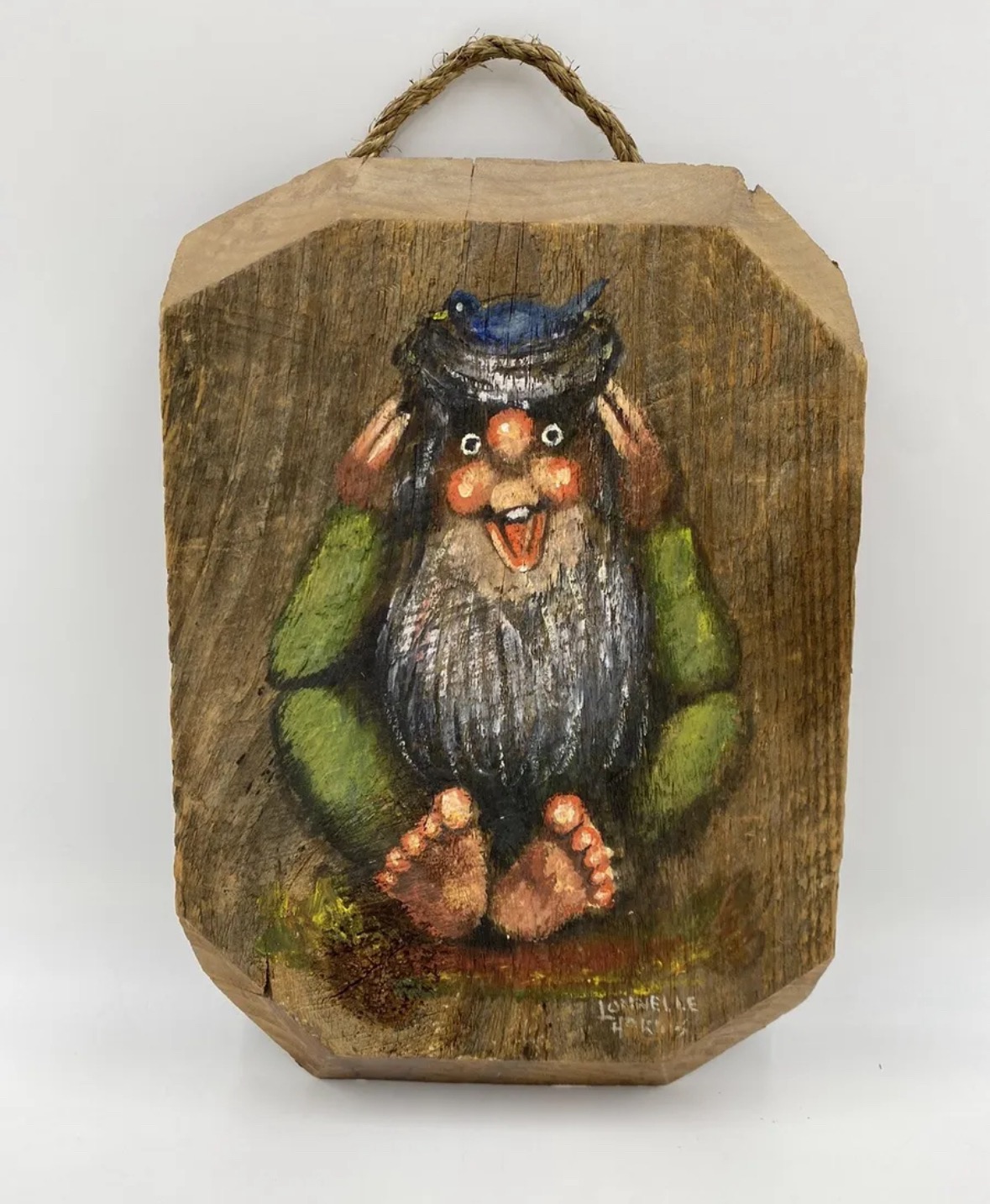Hand Painted Signed Troll Wall hanging painting On Wood Board Lonnelle ...