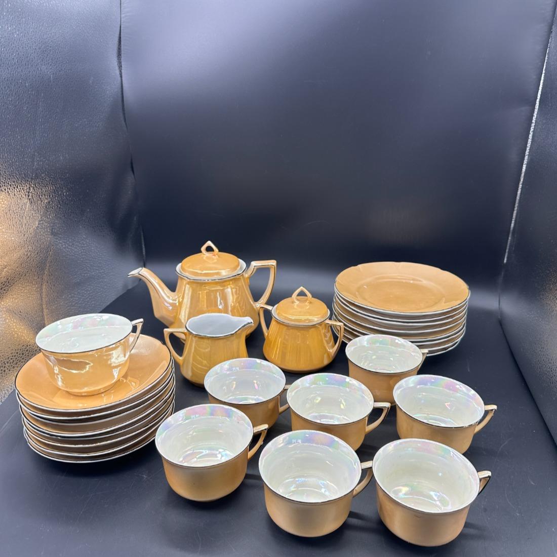 Leuchtenburg Germany Lusterware Tea Set 29 Pc Set READ Vintage