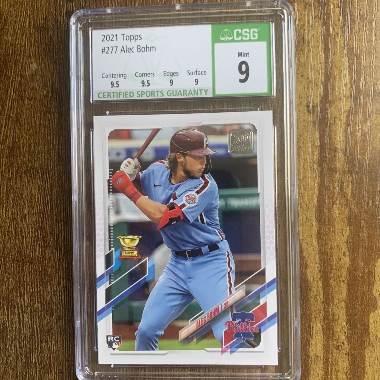 Alec Bohm 2021 Topps RC #277 CSG 9 Philadelphia Phillies