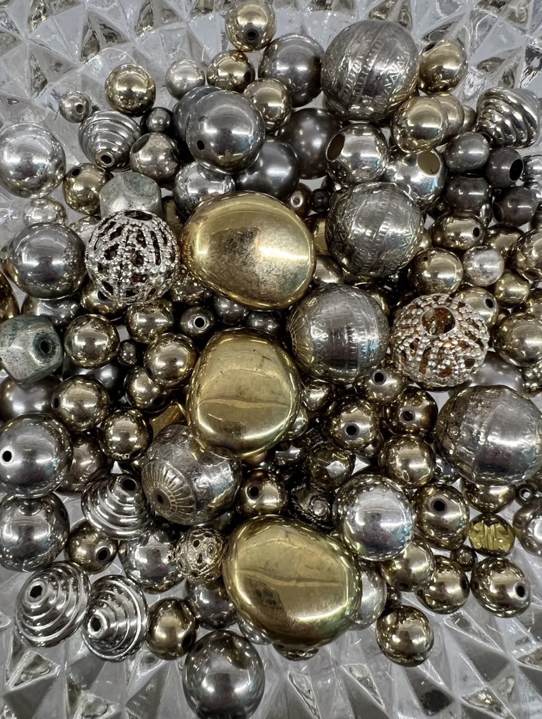 Vintage to Now Gold Silver Tone Mixed Metals Bead Soup Jewelry Craft#J-7