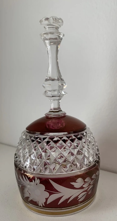 Antique Cranberry Cut Glass Baseless Wineglass Or Bell Czechoslovakia ...