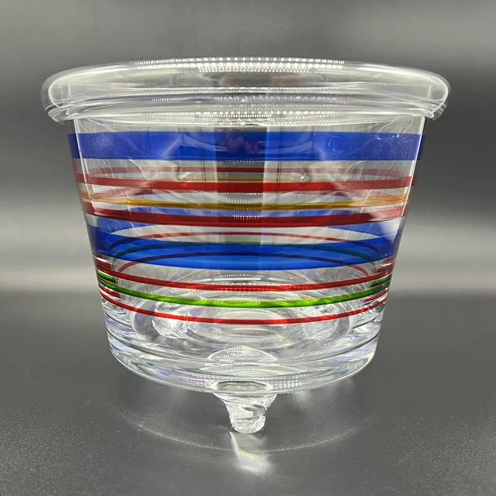 Art Glass Footed Ice Bucket Made in Poland Hand Painted in Italy ...