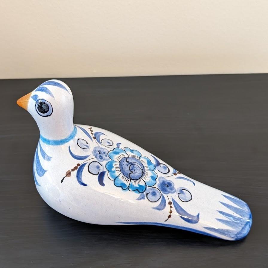 Vintage Tonala Pottery Dove Mexican Folk Art Hand Painted Bird Signed CAT