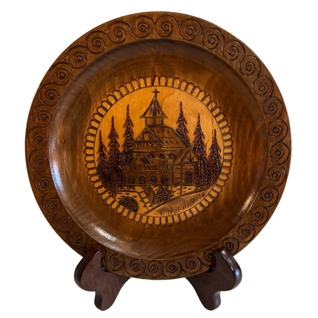 Beautiful Vintage Poland , Polish Folk Art Hand Carved Wood Plate ~ 8 ...