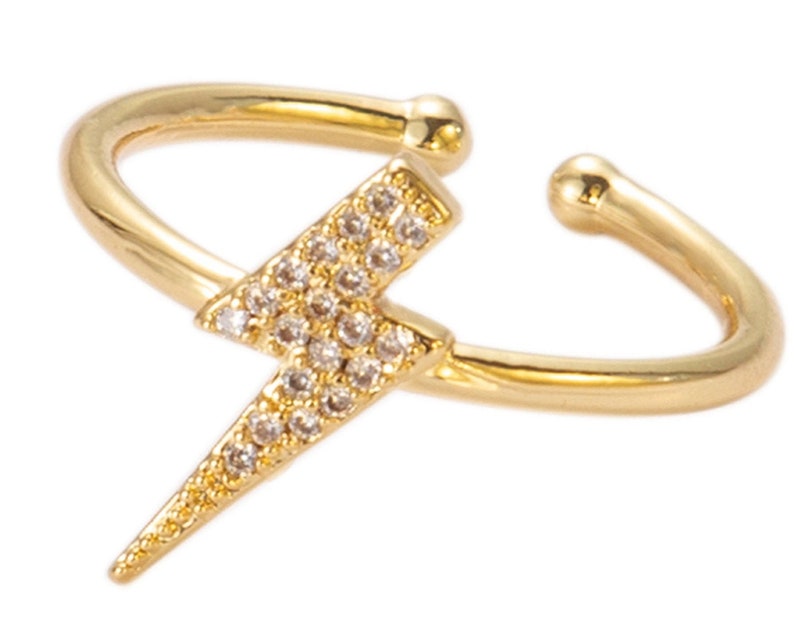 Minimalist Lightning Ring, Dainty Gold Ring, Stacking Ring, Lightning ...