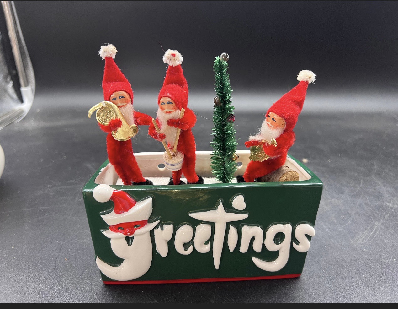 RARE Vintage Rubens Christmas Wall Pocket Greetings with Chenille Santa ...