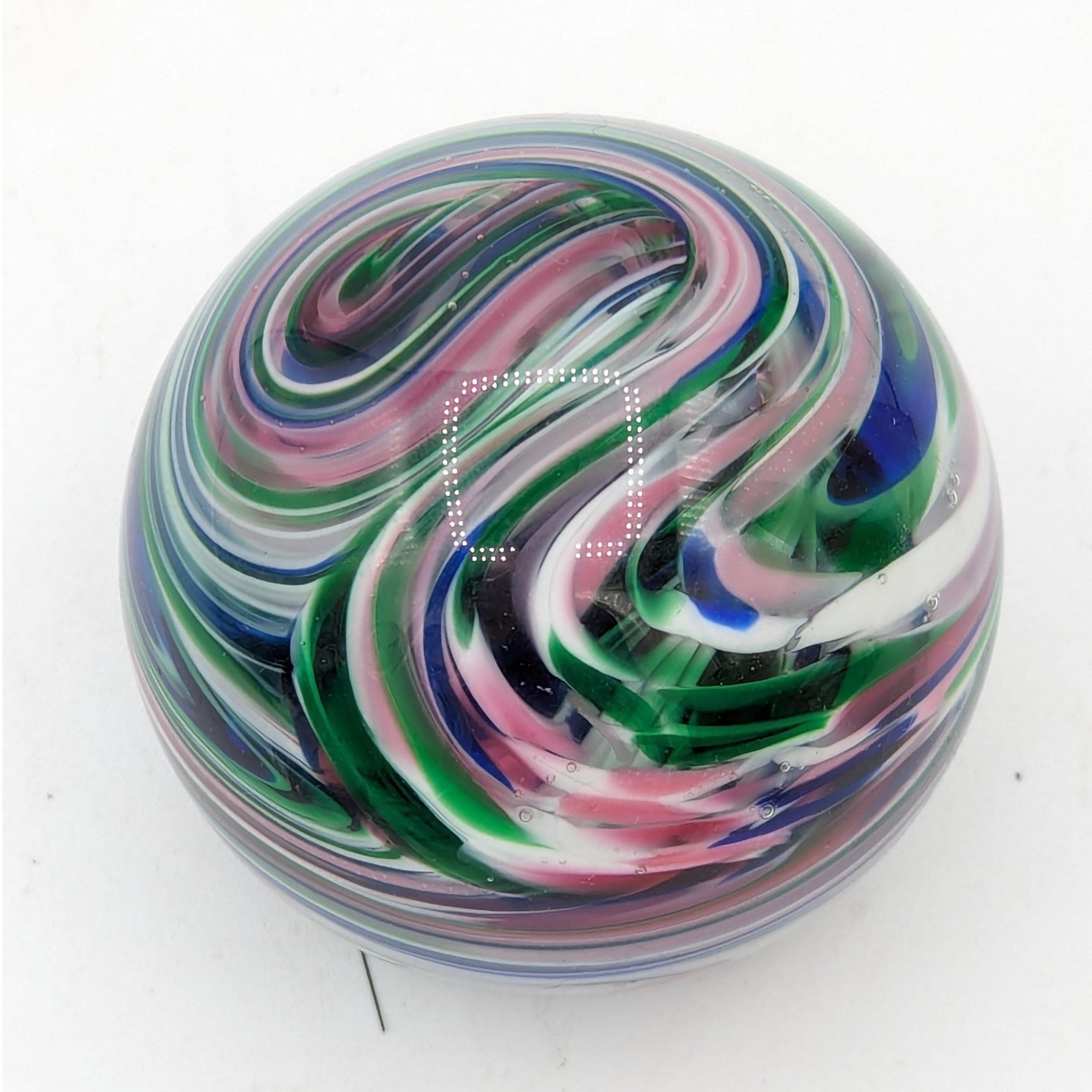 Gibson Studio Art Glass Multi Color Cane Swirl Paperweight