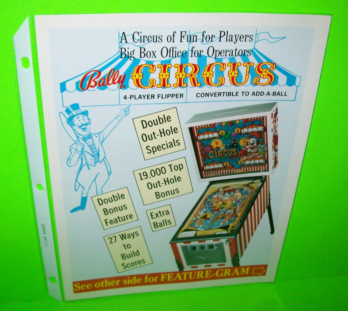 Circus Pinball Machine Flyer Original Vintage Game Artwork Retro Clowns ...