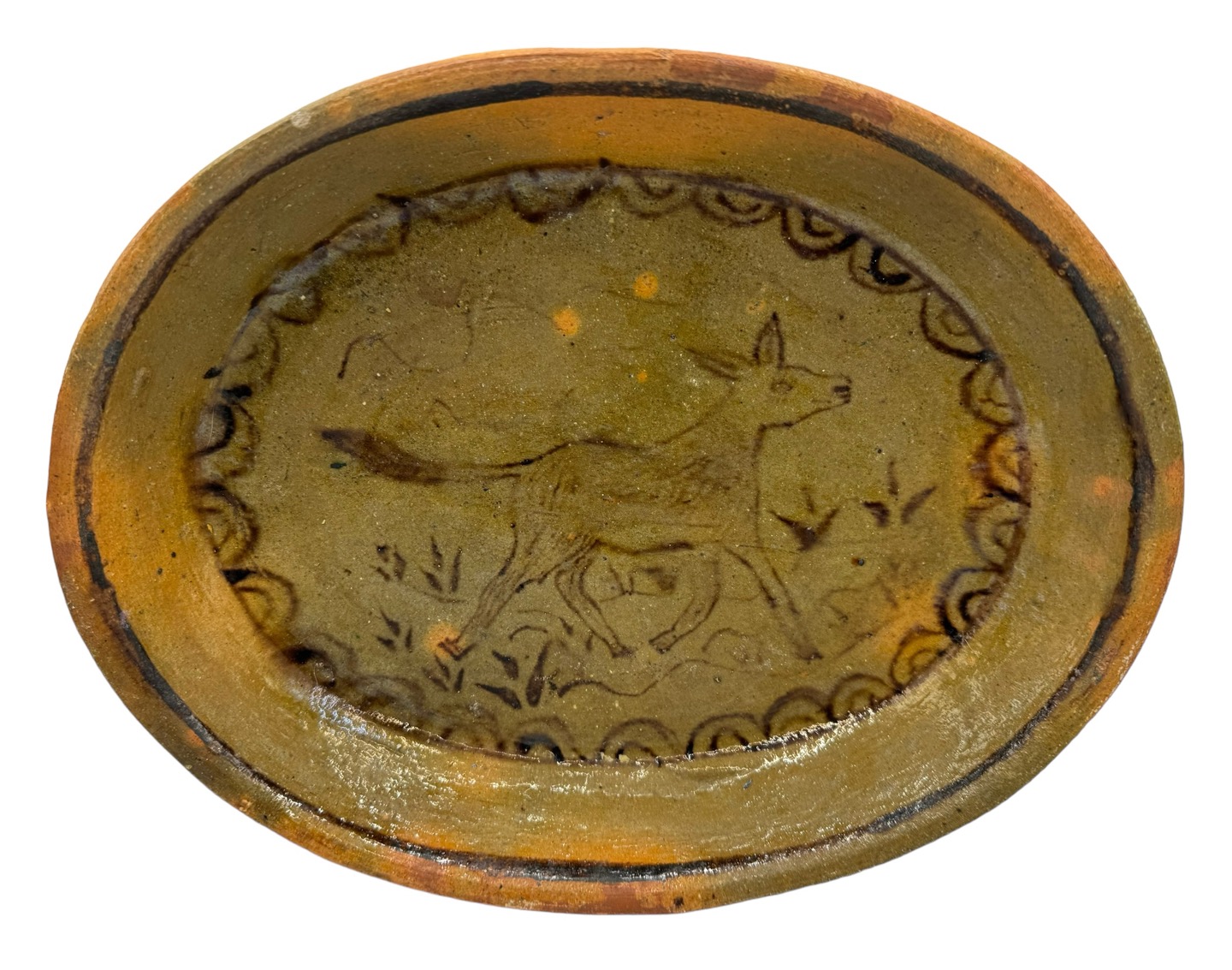 Handmade Art Pottery Bowl Plate Primitive Clay Donkey Shallow Oval