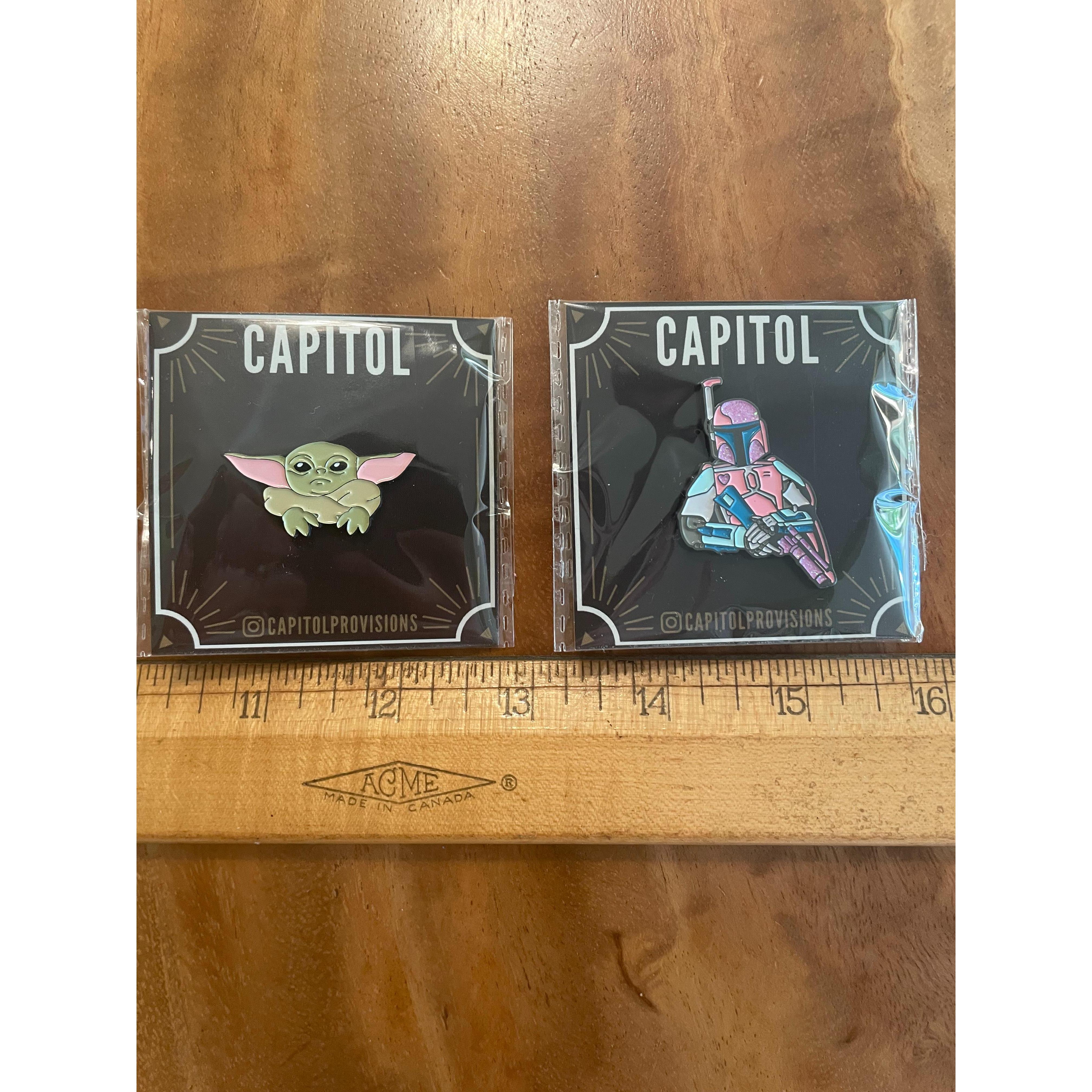 Mandalorian Boba Fett Grogu Star Wars Pin Pinback Button Lot of 2