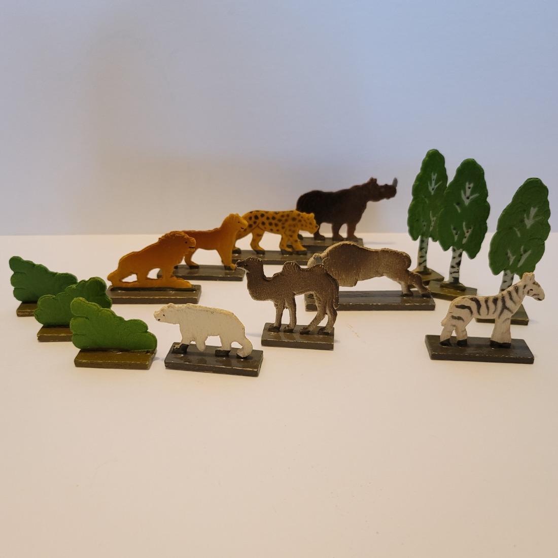 14 Piece Putz Wooden Zoo Animals