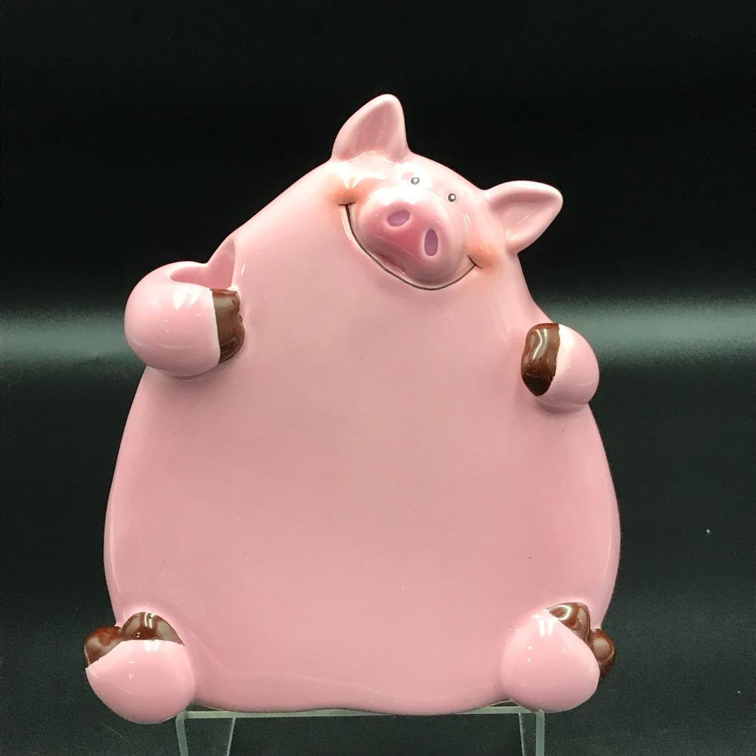 Kitschy Pink Pig Bank 8"