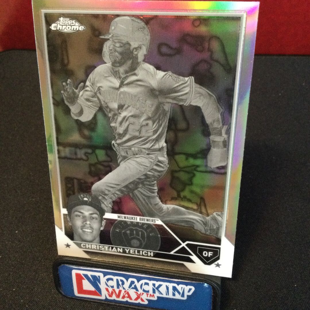 Christian Yelich 2023 Topps Chrome Negative Refractor Milwaukee Brewers