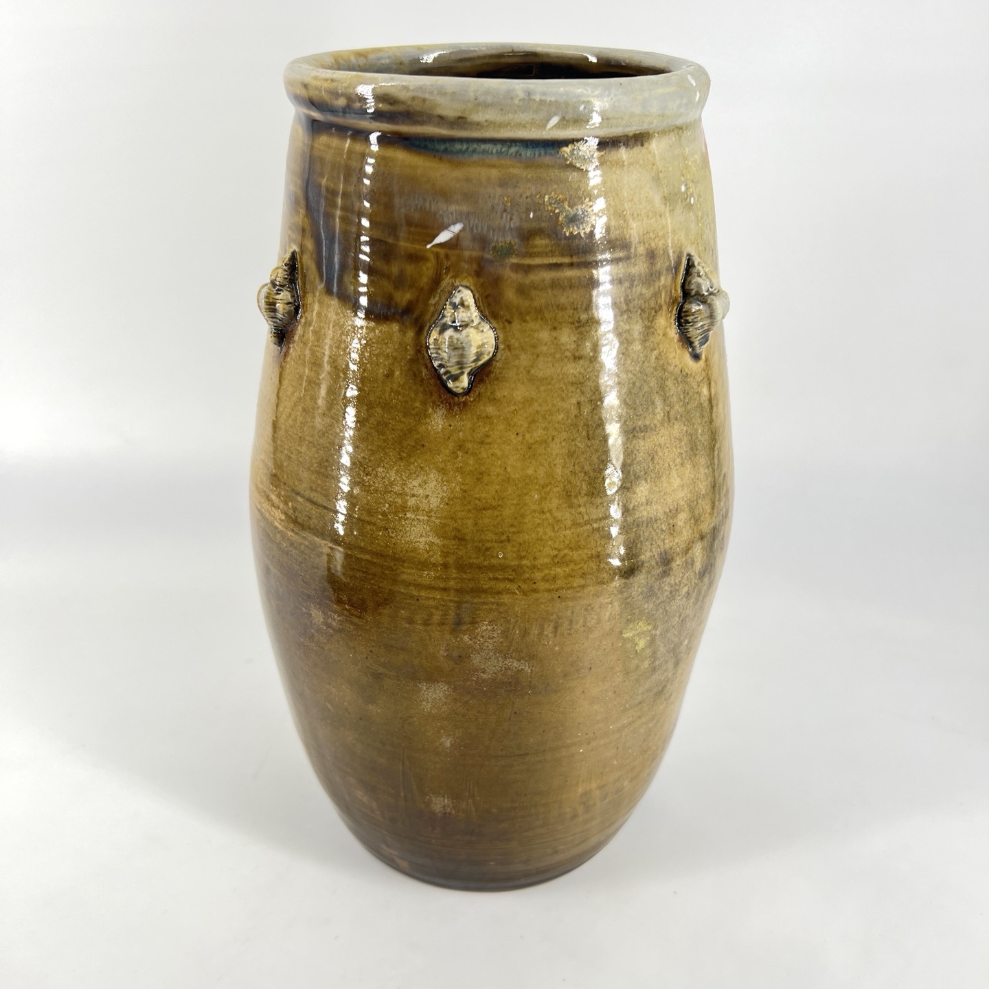 (EBAY LISTED) Stoneware Applied Shell Art Pottery Vase