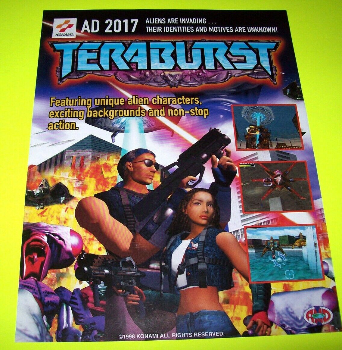 Teraburst Arcade FLYER Original Video Game 1998 Vintage Retro Promo Artwork