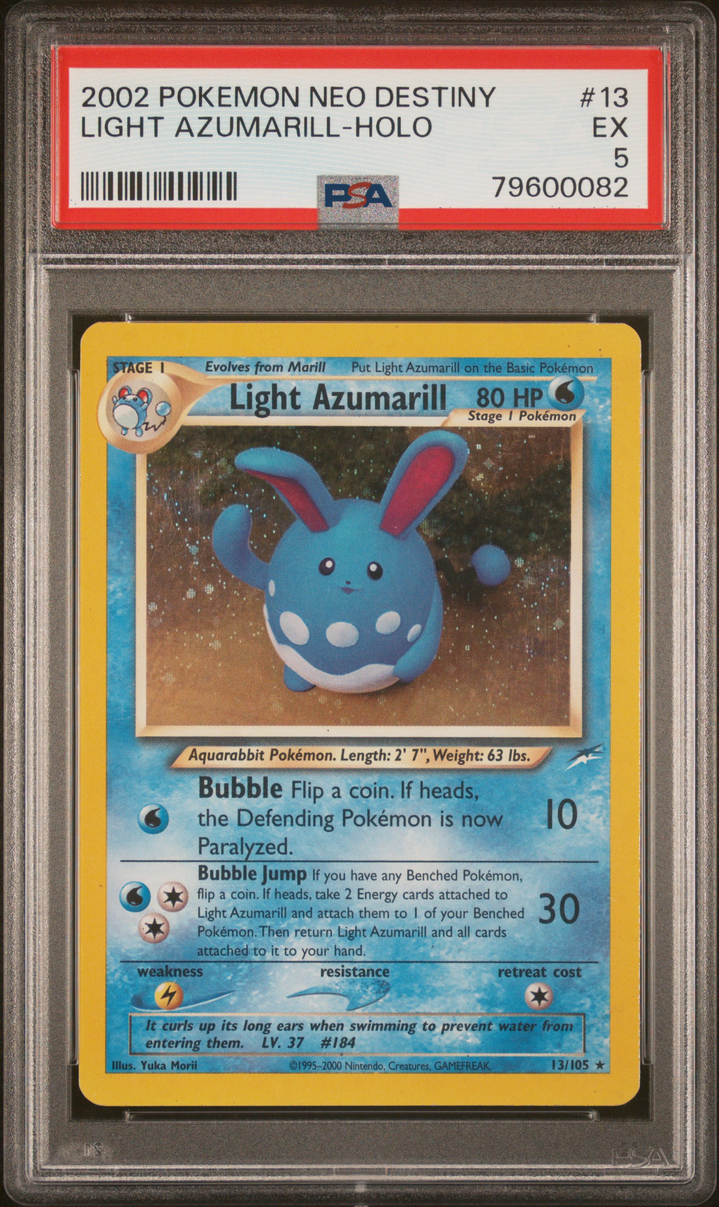 Light Azumarill-Holo 2002 Pokemon Neo Destiny Tcg Cards 13 PSA Ex 5
