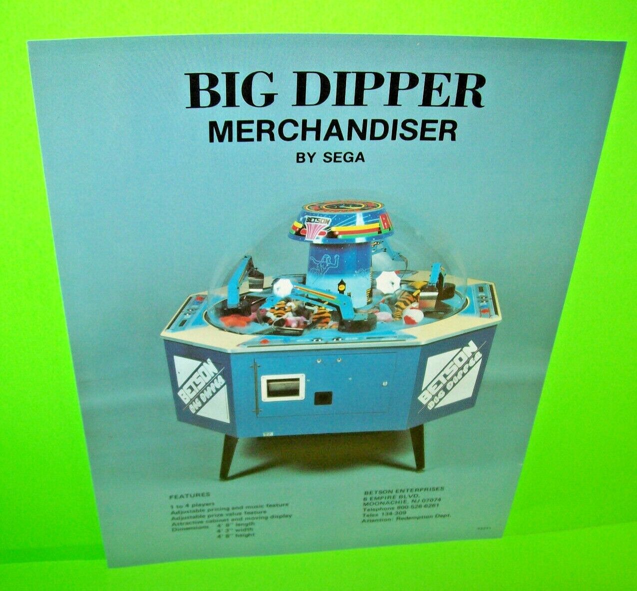 Big Dipper Arcade Flyer Merchandiser Original Game Vintage Retro ...