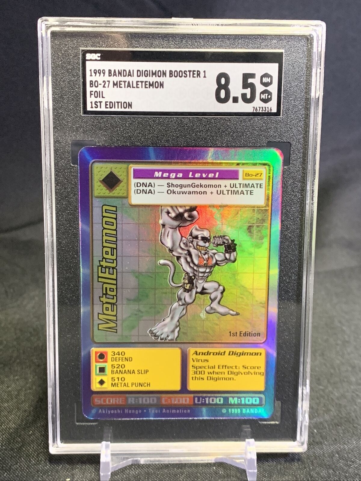 Digimon Card 1999 MetalEtemon BO-27 Bandai Digi Battle Foil 1st Ed SGC 8.5