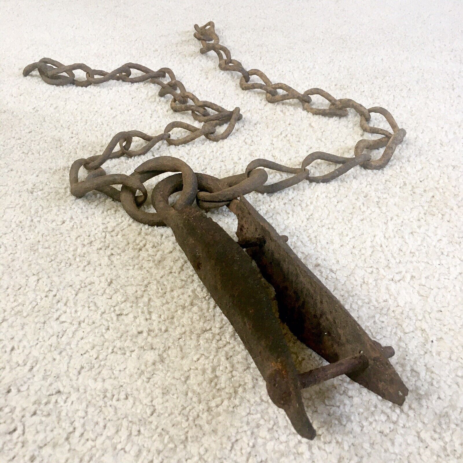Antique Early 1900s Forged Iron Farm Item w/ Chains - Rustic Primitive ...