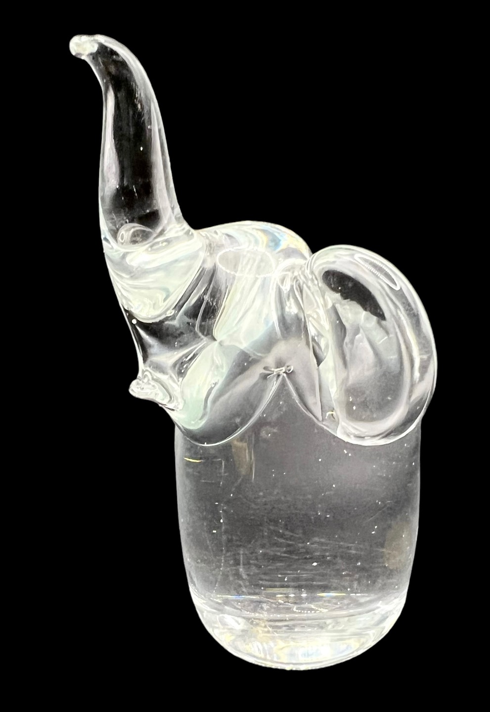 Vintage Clear Glass Elephant Figurine Paperweight Signed Great City ...