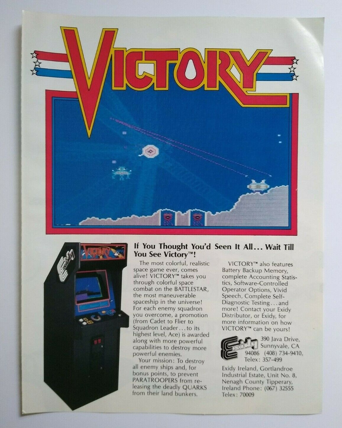 Victory Jack The Giant Killer Arcade Game AD Pullout Advertising Sheet ...