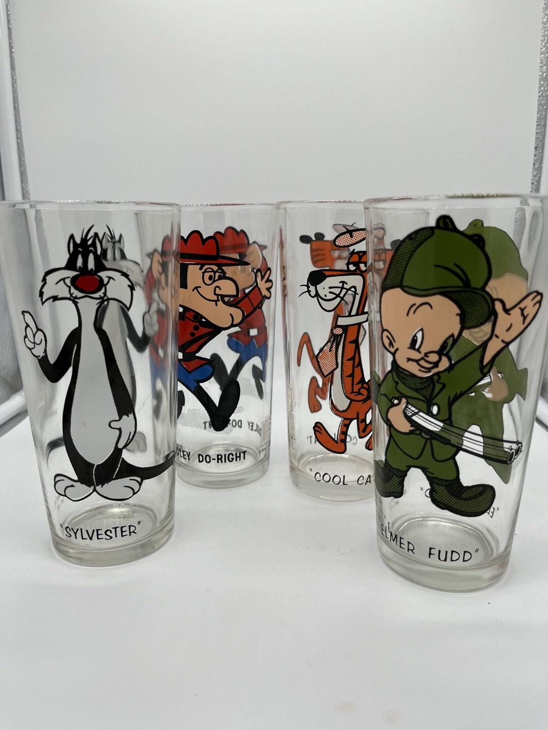 Set Of 4 Looney Tunes Glasses Elmer Fudd, Dudley Do-Right, Cool Cat ...
