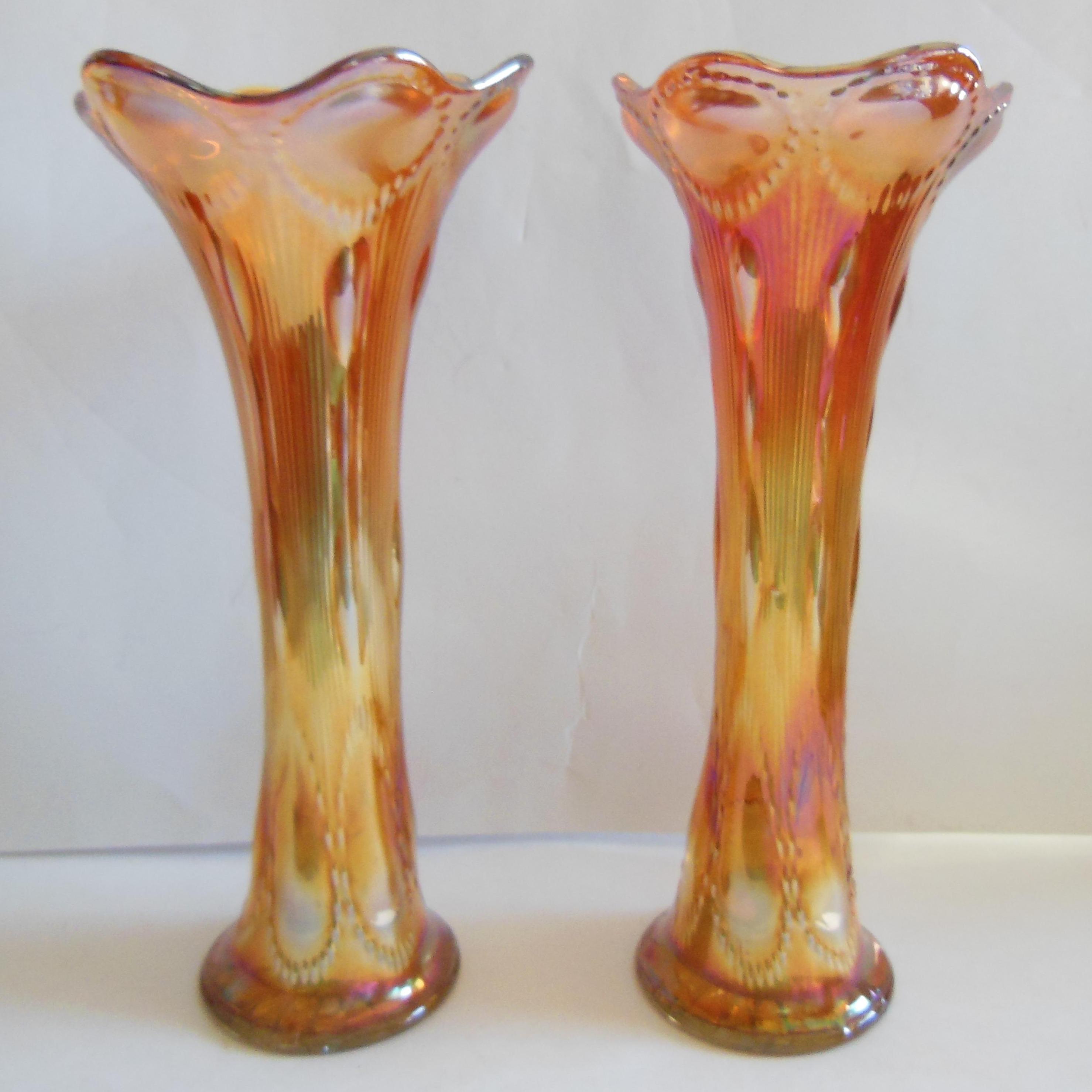 Antique Imperial Glass Orange / Marigold Carnival Glass, Beaded ...