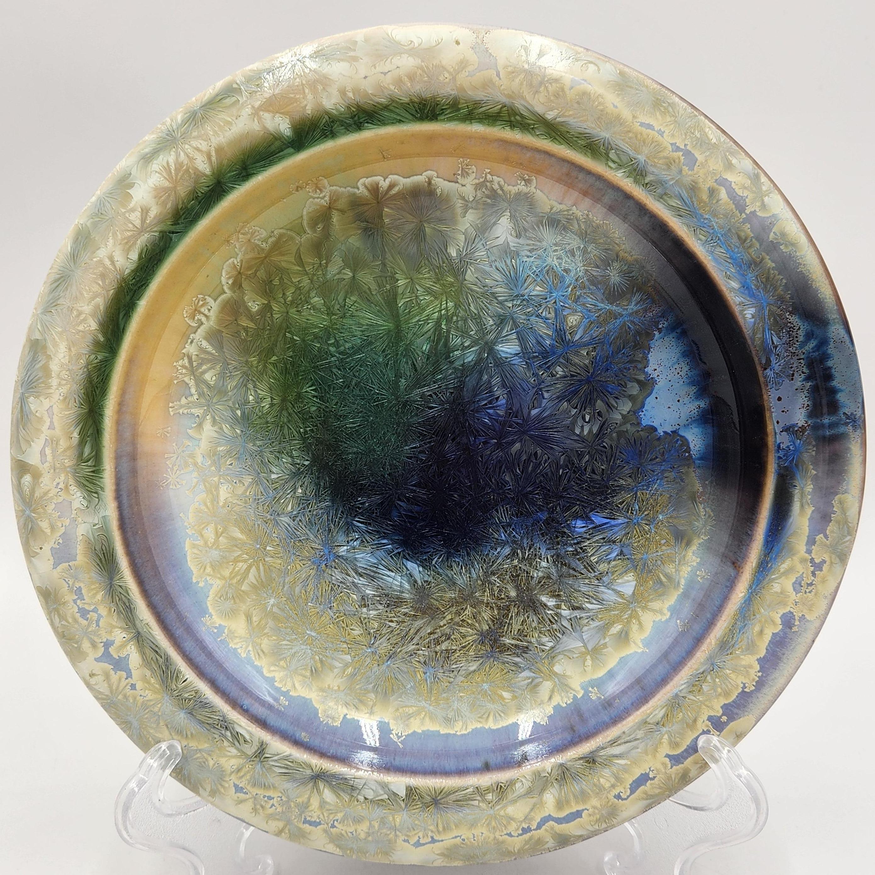 Bill Campbell Studio Pottery Flambeaux Crysalline Glaze Round Sushi Tray