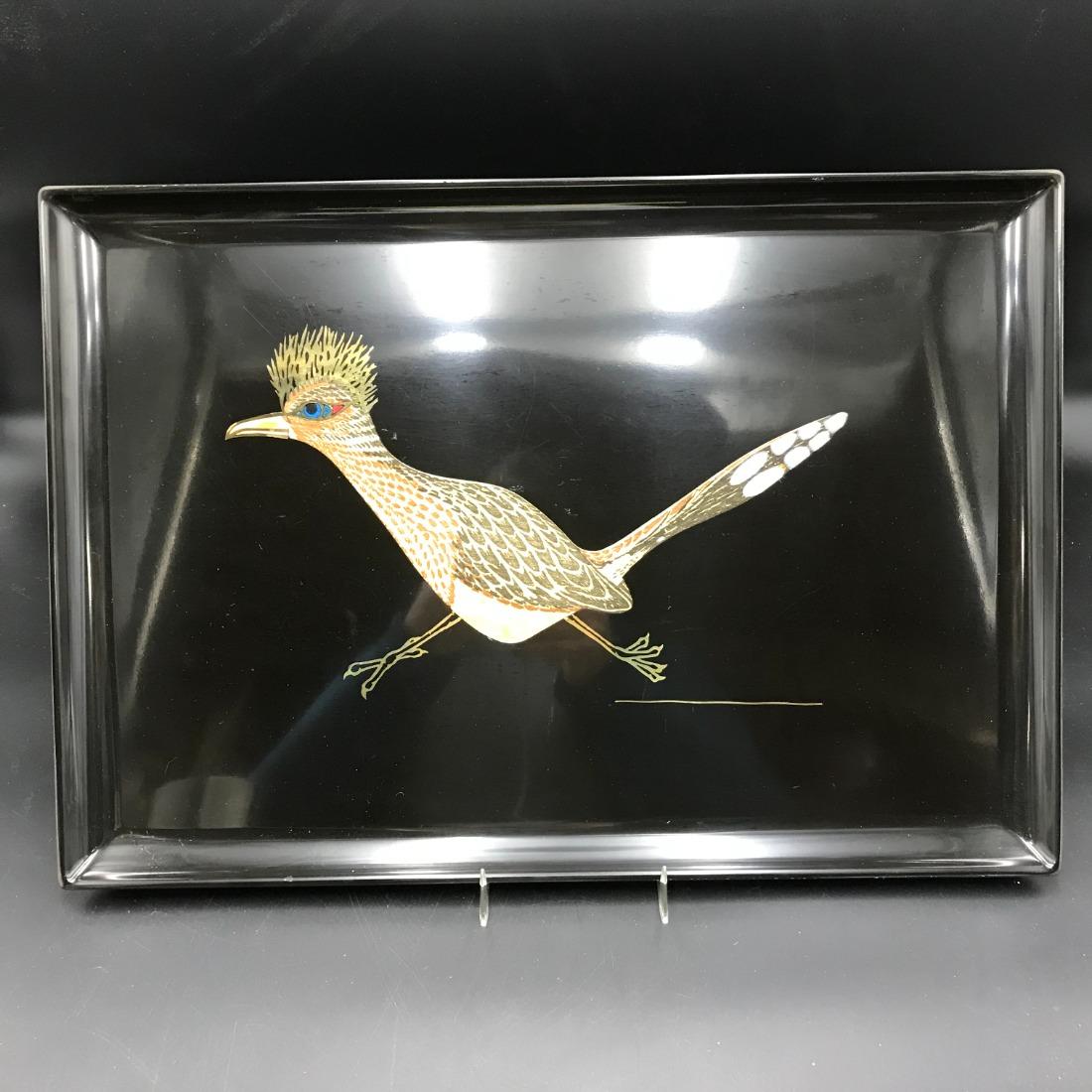 Couroc of Monterey Roadrunner Inlaid Tray