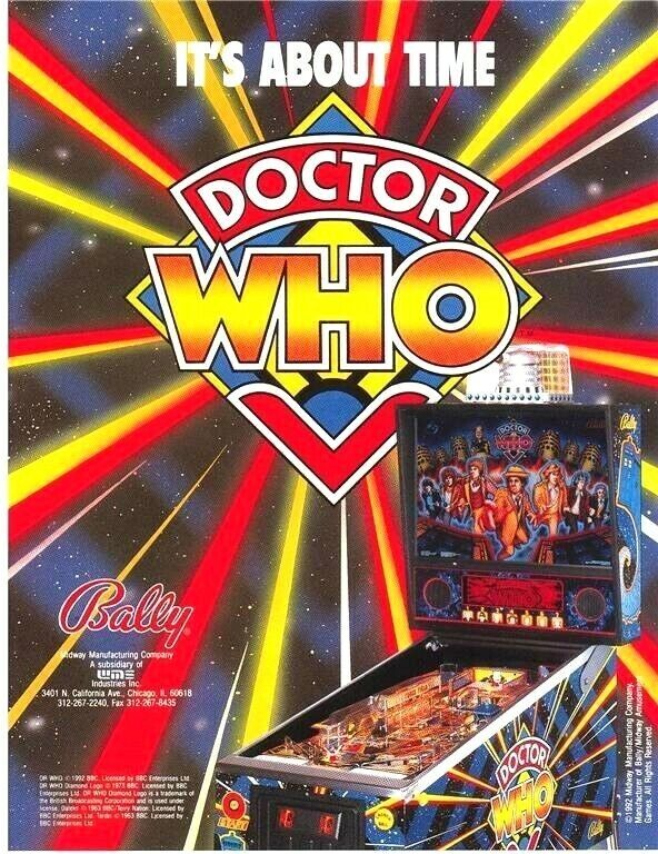 Doctor Who Pinball FLYER Original NOS Artwork Promo Daleks Dr Tardis ...