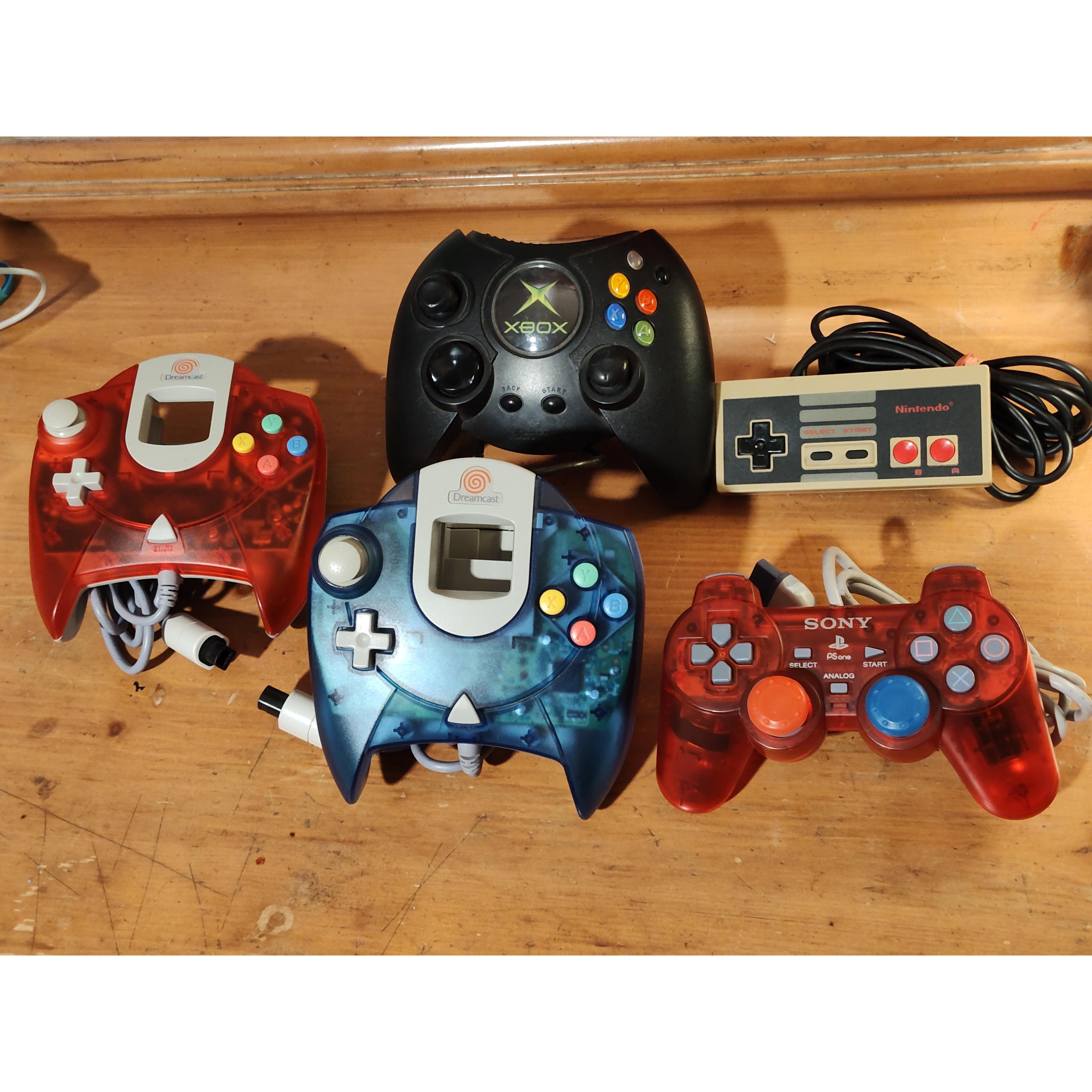 Video Game Controllers (NES, PS1, Dreamcast, And Xbox)
