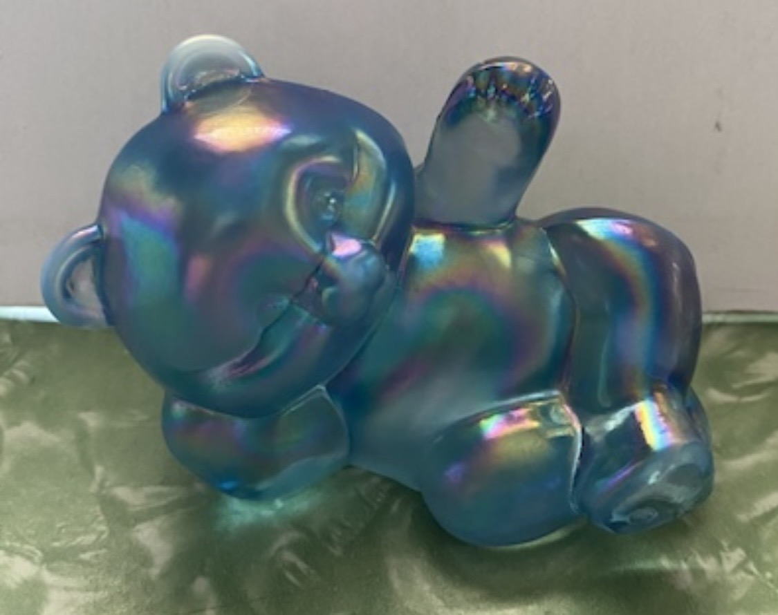 Fenton misty blue reclining bear