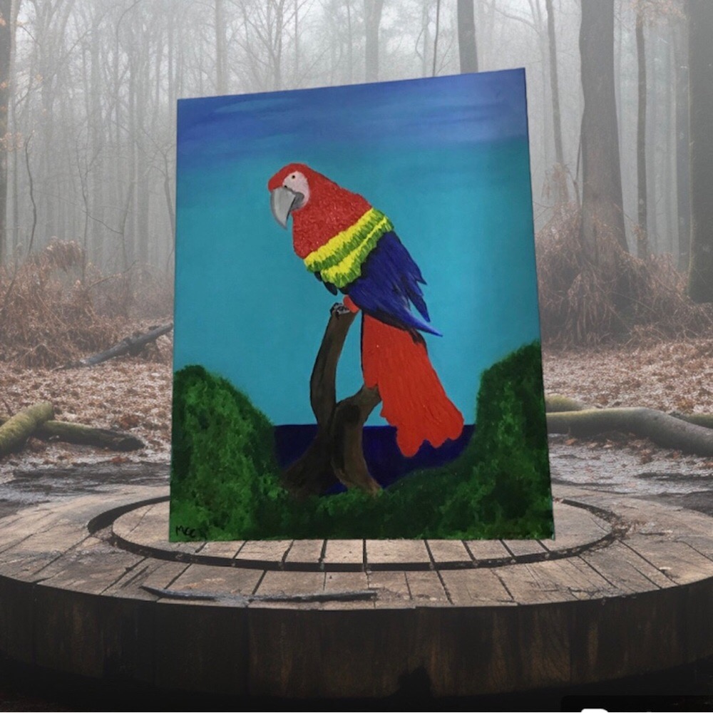 Original Acrylic Painting large parrot 16”x20”