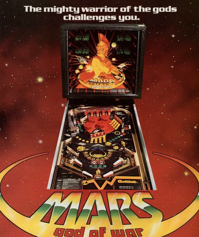 Mars God Of War Pinball Flyer 1981 Original UNUSED Foldout Brochure ...