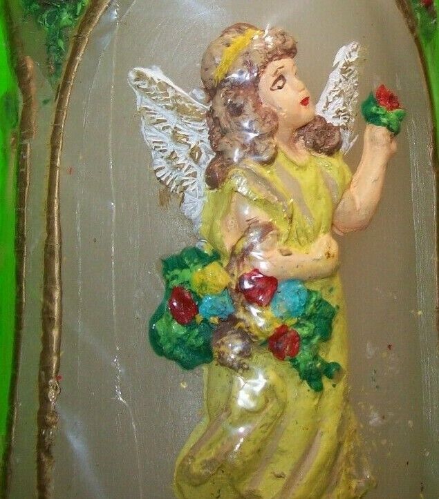 Christmas Tall Pillar Wax Candle Angel With Wings Cherub Sealed 1990s 3 ...