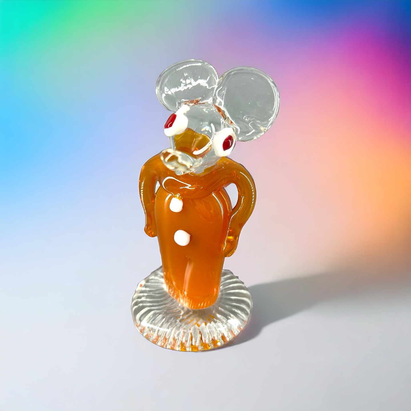 Mid Century Modern Archimede Seguso Murano Art Glass Mouse Figurine Orange