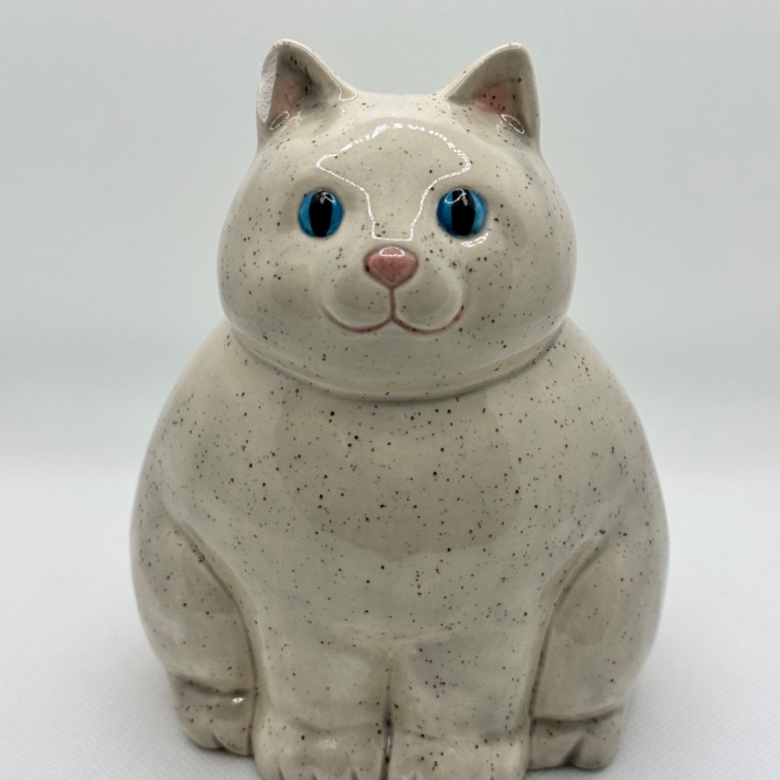 Art Pottery Chubby Fat Cat Kitten Hand Painted, Signed By B. England 2-06