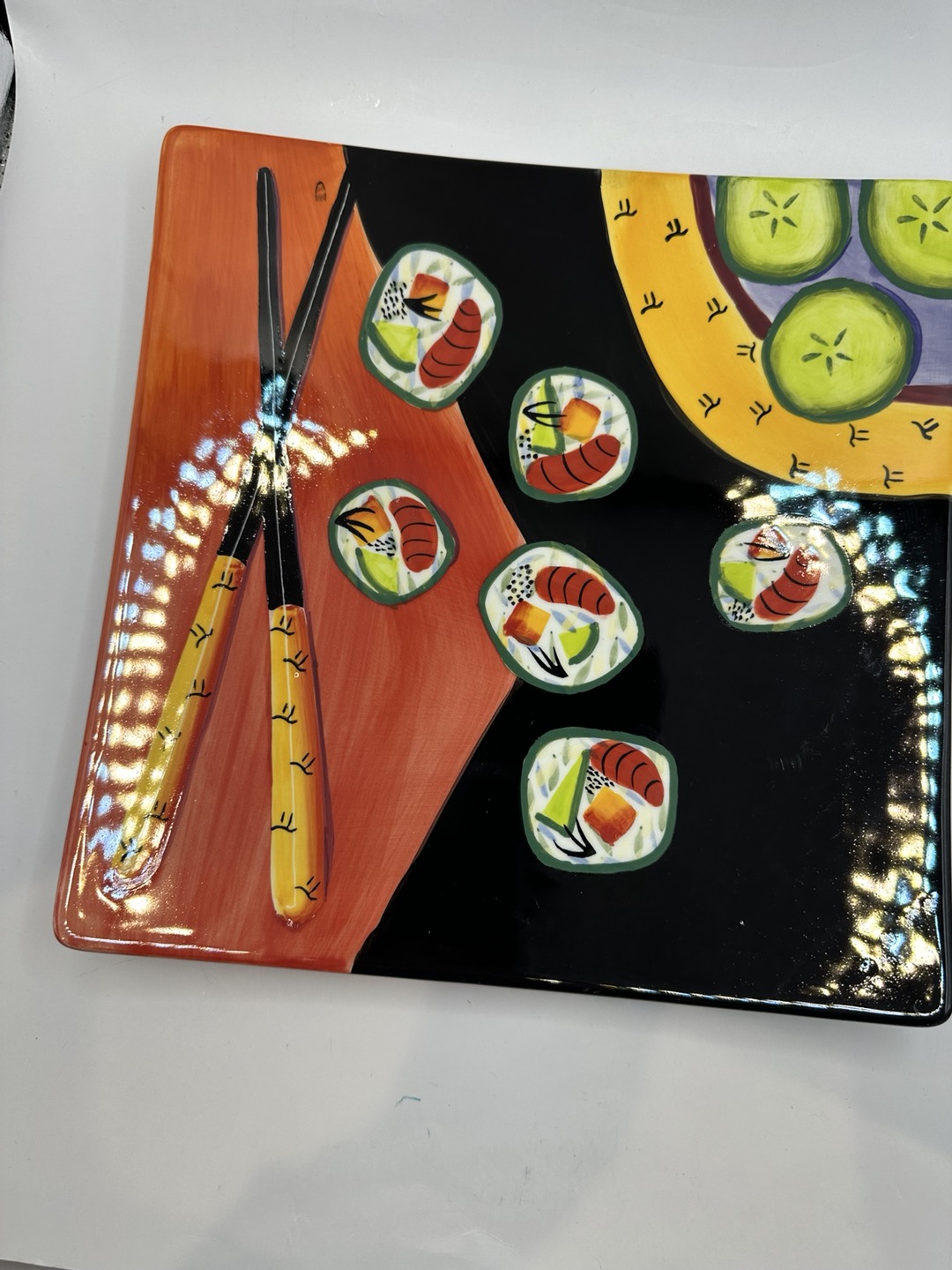 Mary Naylor Designs Handpainted Plate Sushi Fish 2003