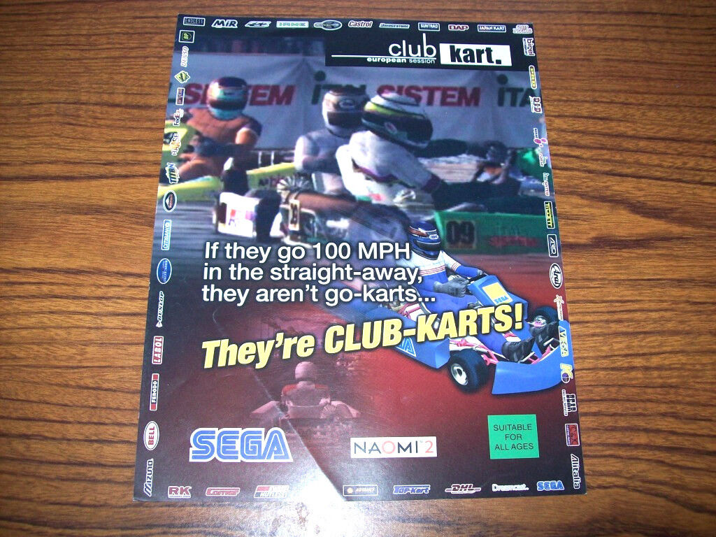 CLUB KART ORIGINAL VIDEO ARCADE GAME MACHINE FLYER Vintage Unused Retro ...