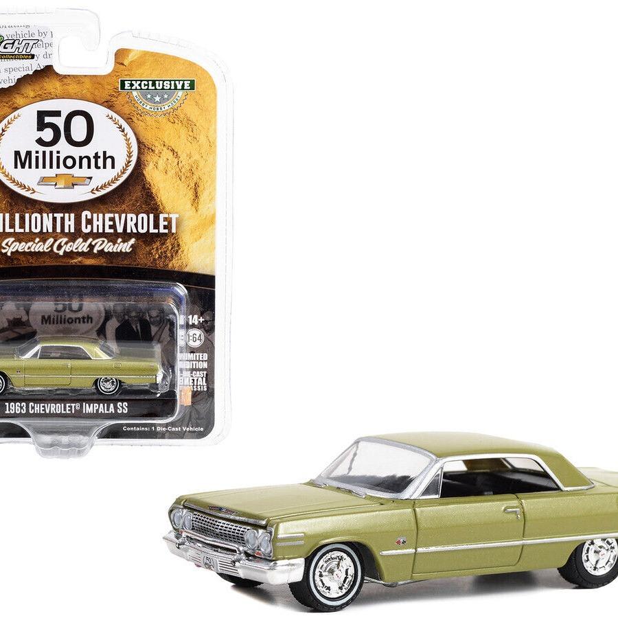 1963 CHEVROLET IMPALA SS GOLD 50 MILLIONTH PRODUCED 1/64 BY GREENLIGHT ...