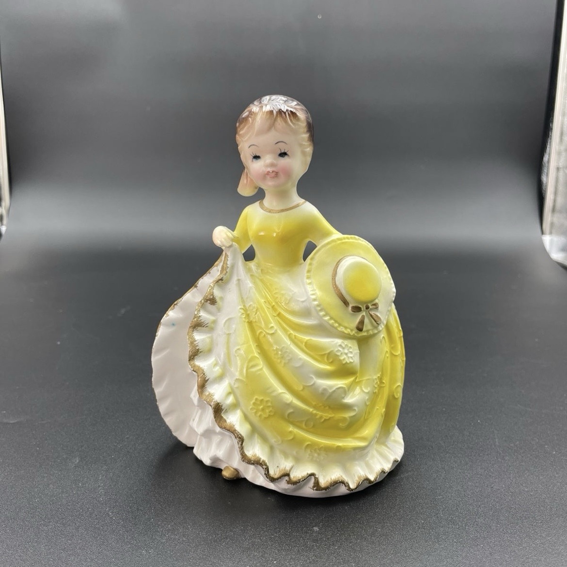 Vintage Yellow Southern Belle Girl Young Lady Figural Planter Vase Home ...