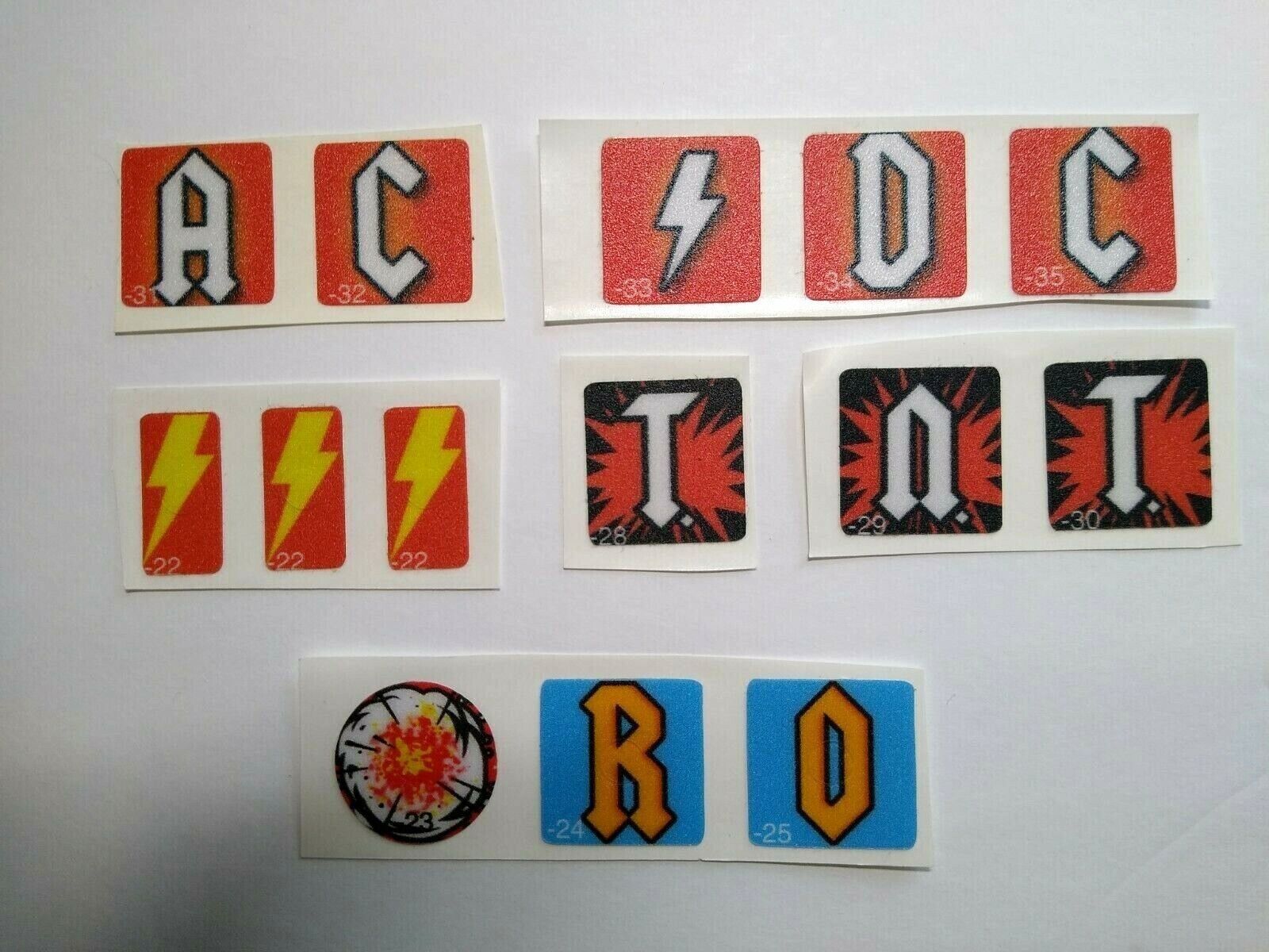 AC/DC Pinball Machine Decals Set Of (14) Items For Drop Targets And More