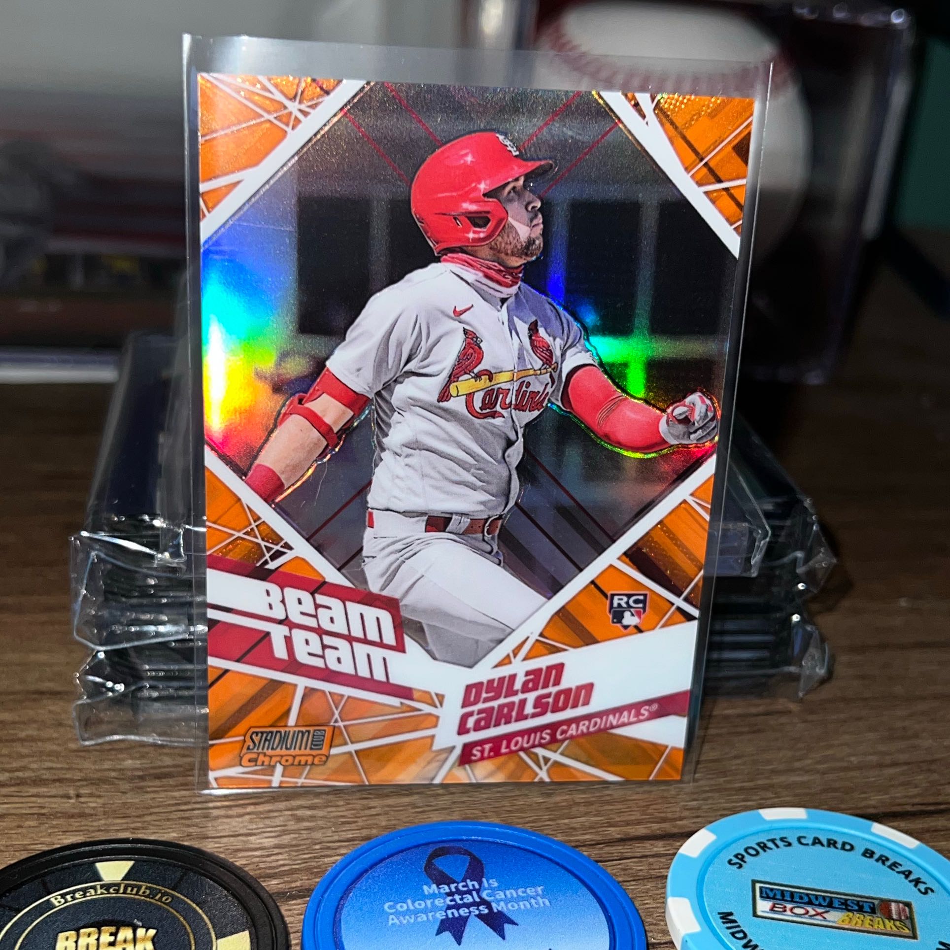 Dylan Carlson 2021 Stadium Club Chrome Beam Team Orange Parallel RC /25 ...