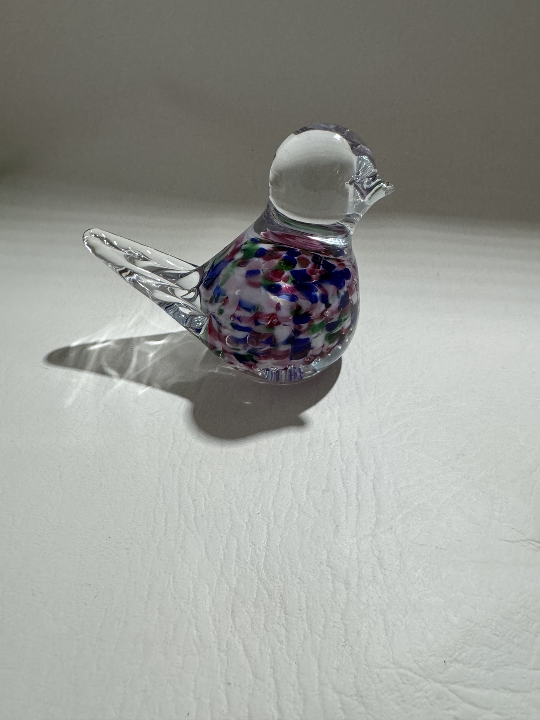 Vintage Gibson Art Glass Bird, Paper Weight Multi Color Songbird 3.5"H