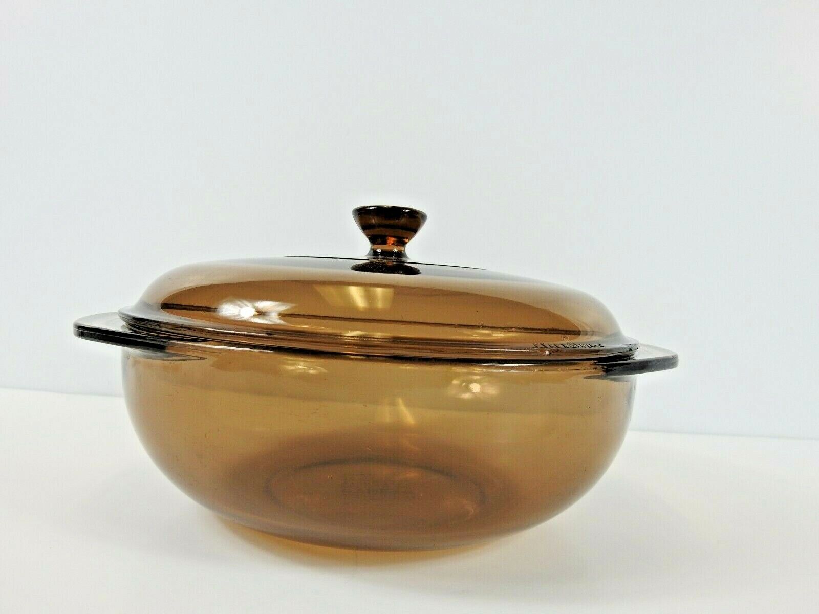 Corning Pyrex 024 / 2 Liter # E-01 Glass Amber Casserole Dish & 624-C ...
