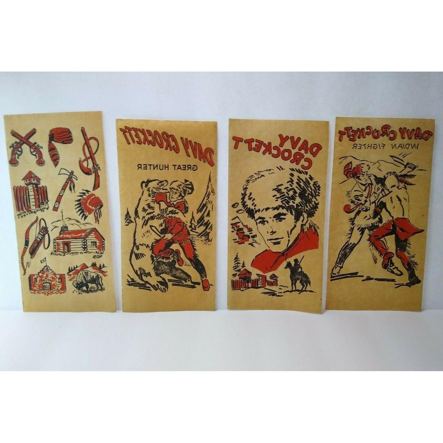 Davy Crockett Vintage Western Decals 1950s NOS Set Of (4) Red Iron On ...