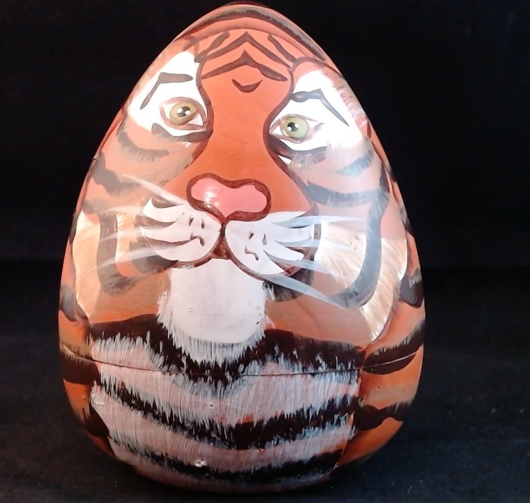 9-11/23 Egg-Shaped Tiger Nesting Doll #2