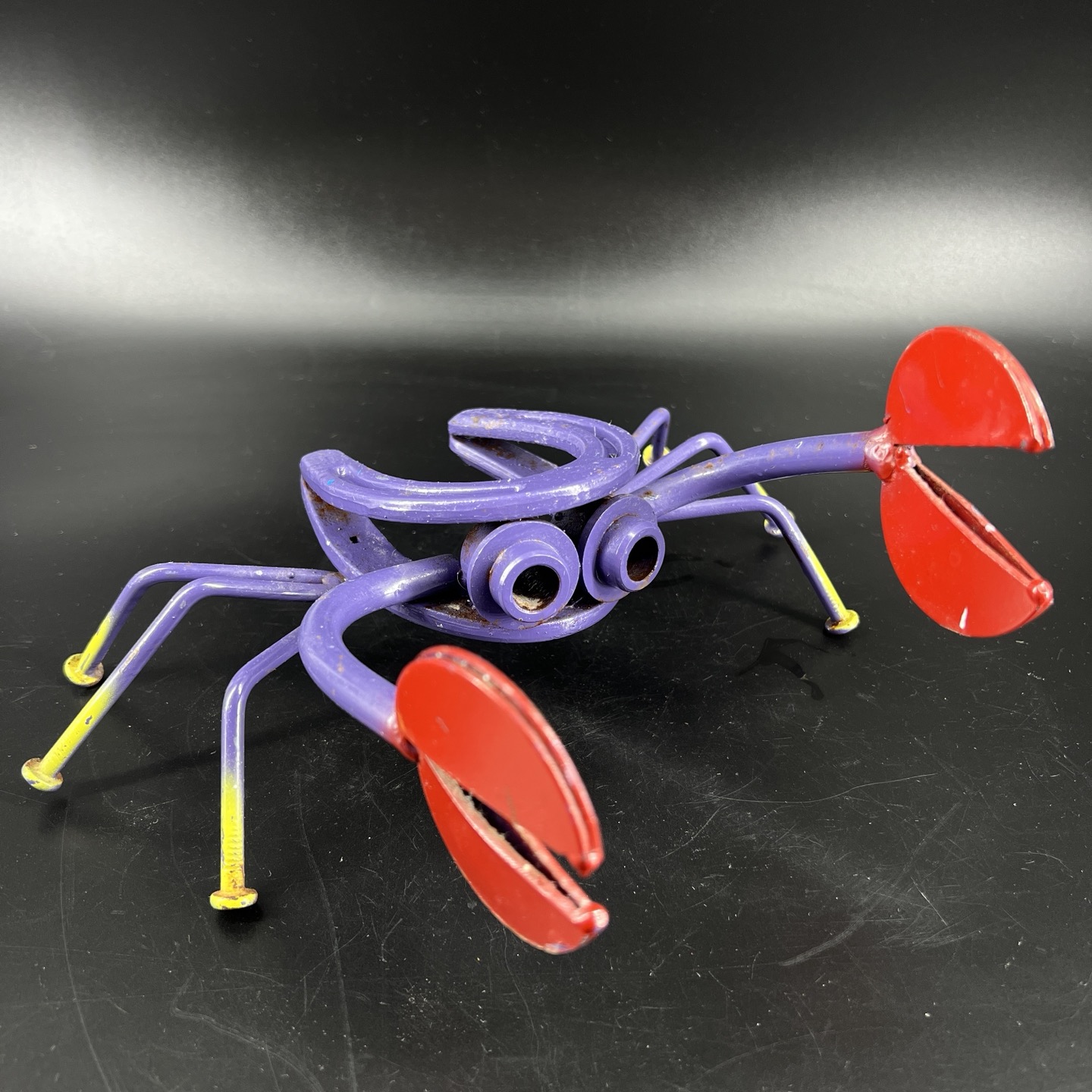 Welded Metal Horse Shoe Lucky Crab Sculpture