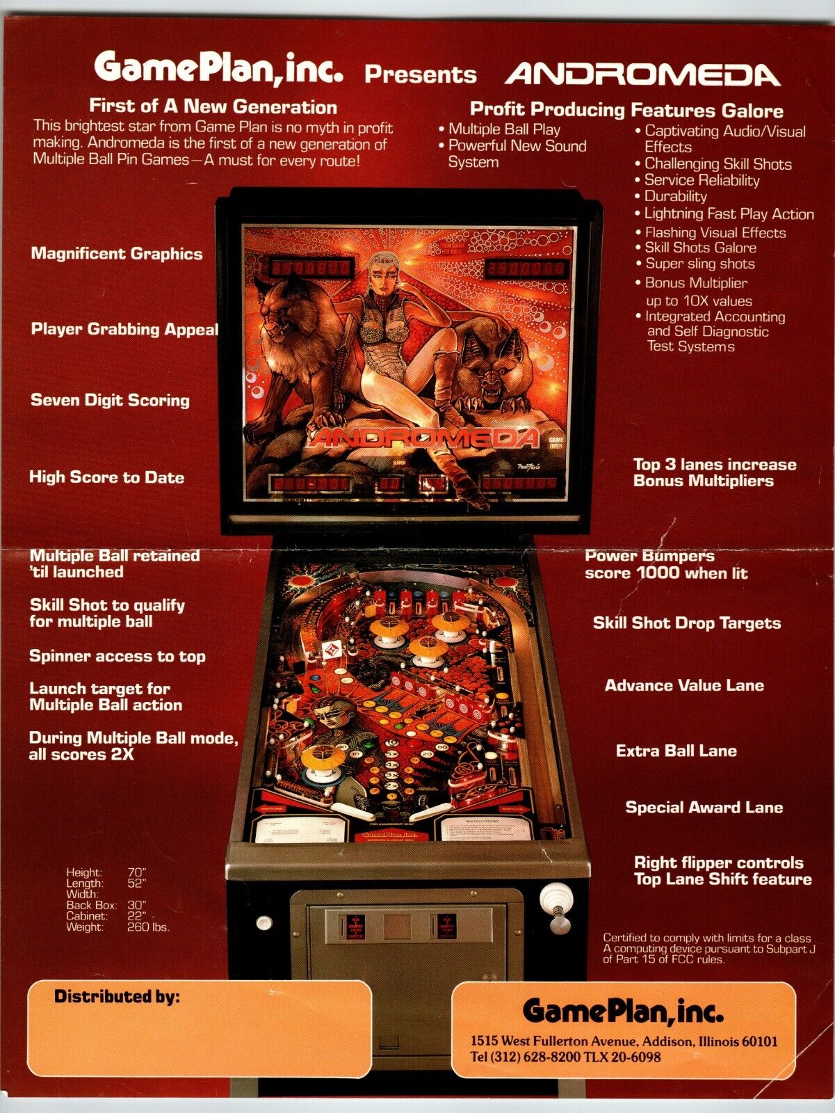 Andromeda Pinball Machine Flyer 1985 Original Game Artwork Fantasy Game ...